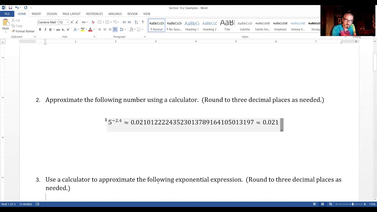 Use a Calculator to Approximate a Base Raised to a Terminating Decimal ...