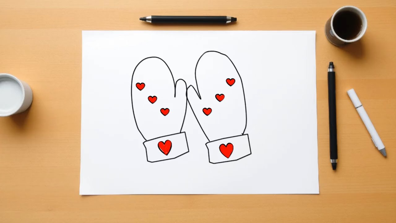 How to draw a pair of mittens - Lesson for all skill levels - YouTube