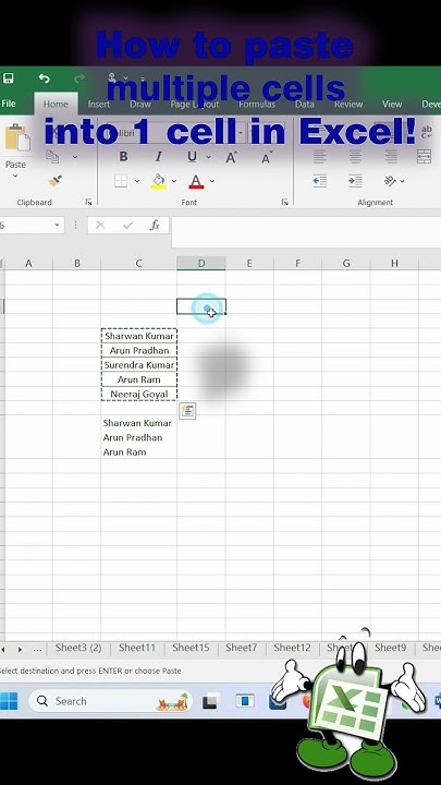 How to paste multiple cells into 1 cell in Excel #shortsexcel #tricks #computer #excel - YouTube
