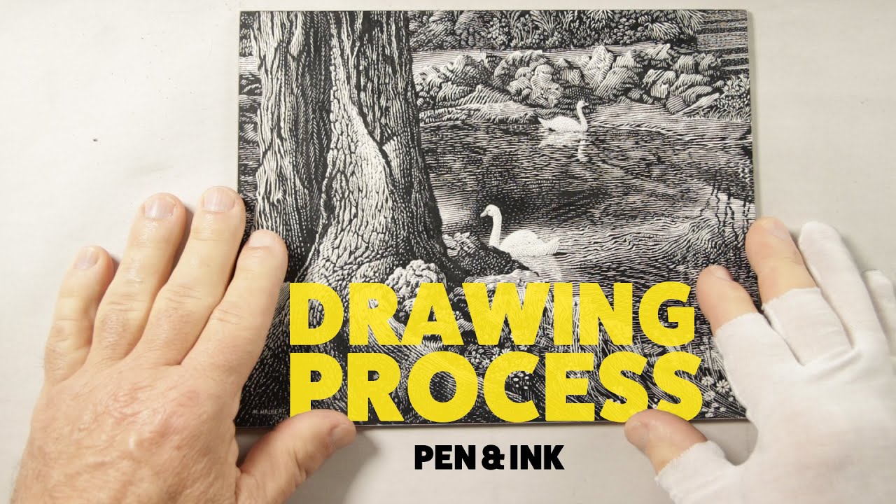 Process of Drawing Landscape with Pen and Ink on Scratchboard - YouTube