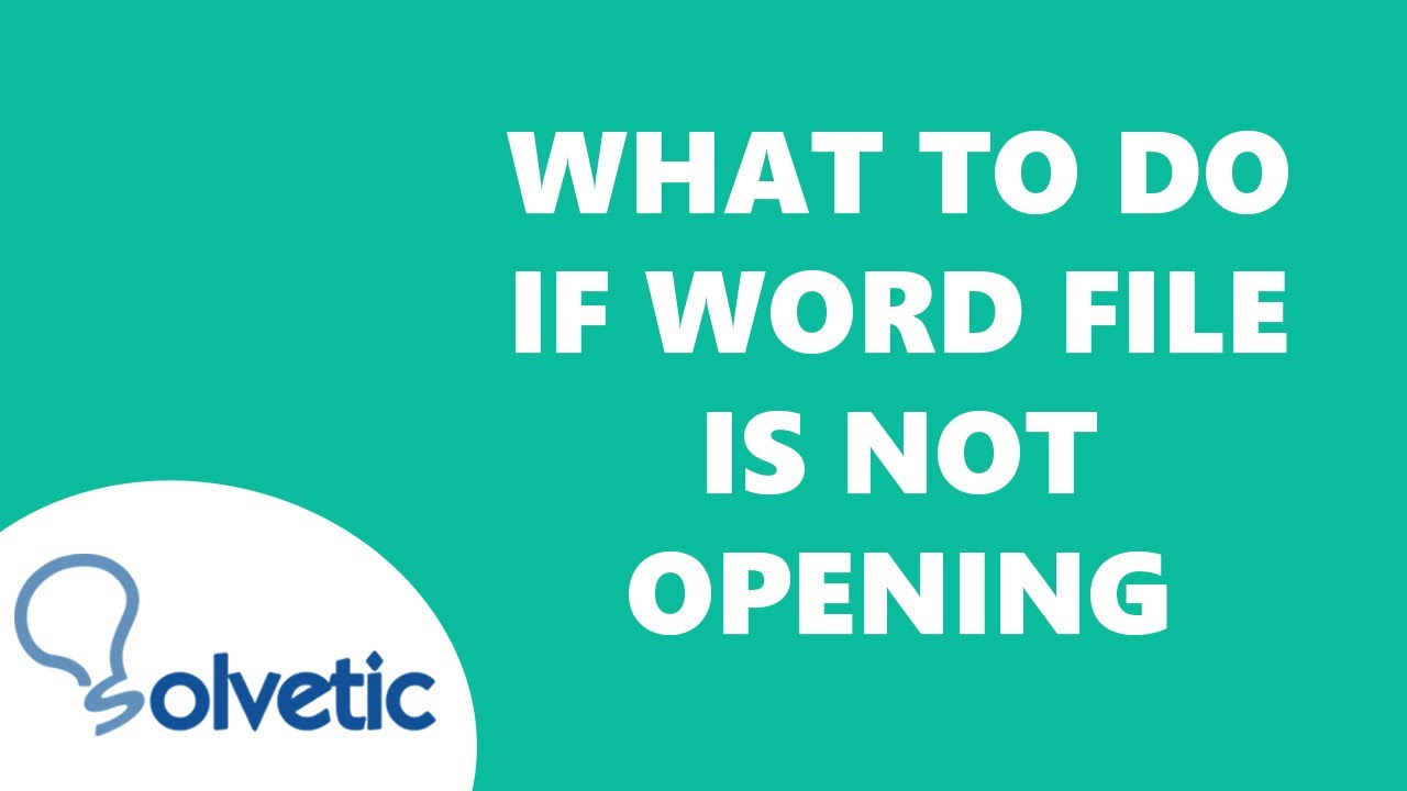 What to Do If Word File is Not Opening - YouTube