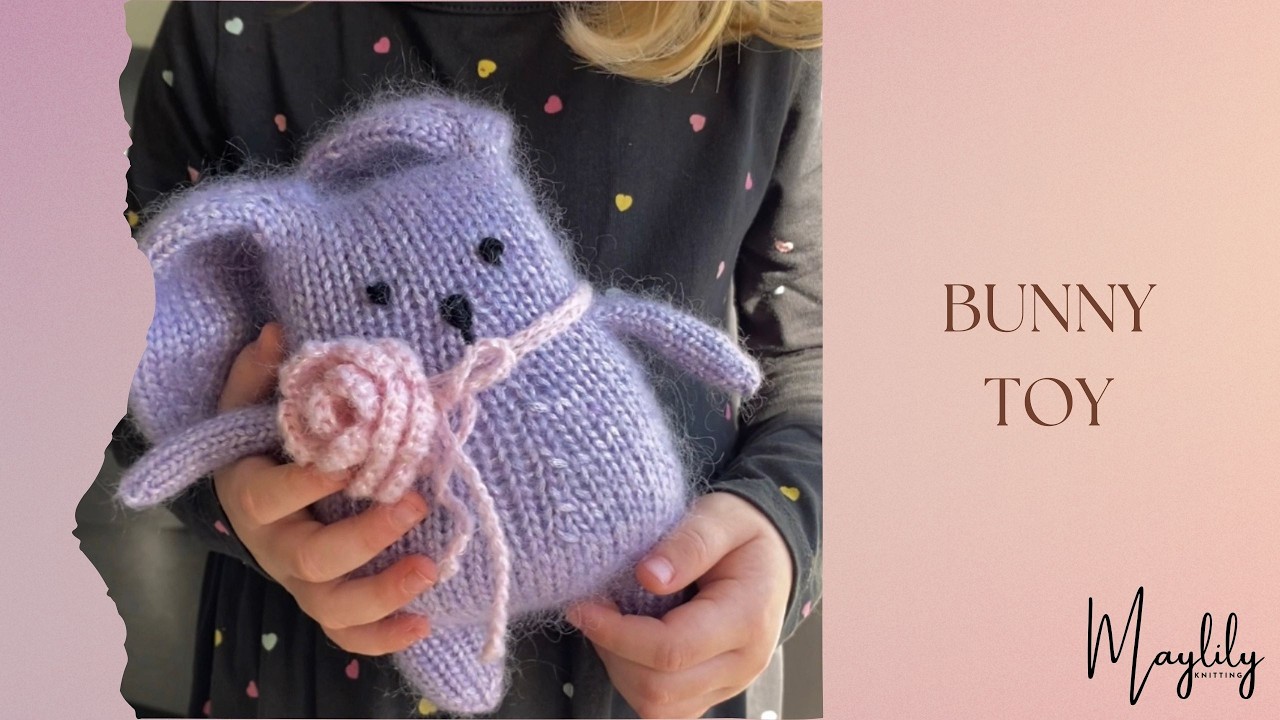 How to knit a cute bunny toy. No sew. For beginners. Step by step ...