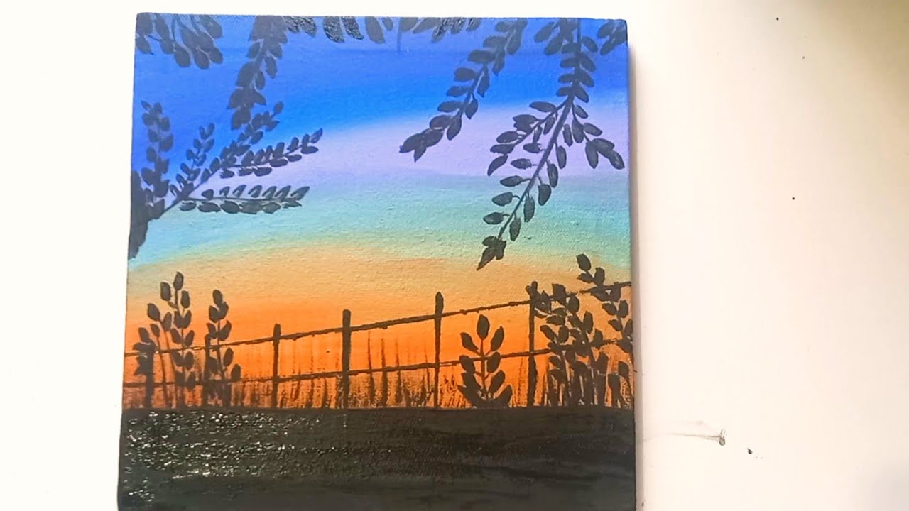 Easy Sunset Landscape Acrylic Painting Toturial for Biginners/Tree ...