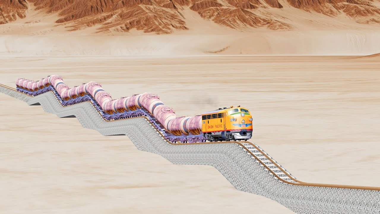 Trains vs Triangulated Weird Rail Tracks - Beamng Drive - YouTube