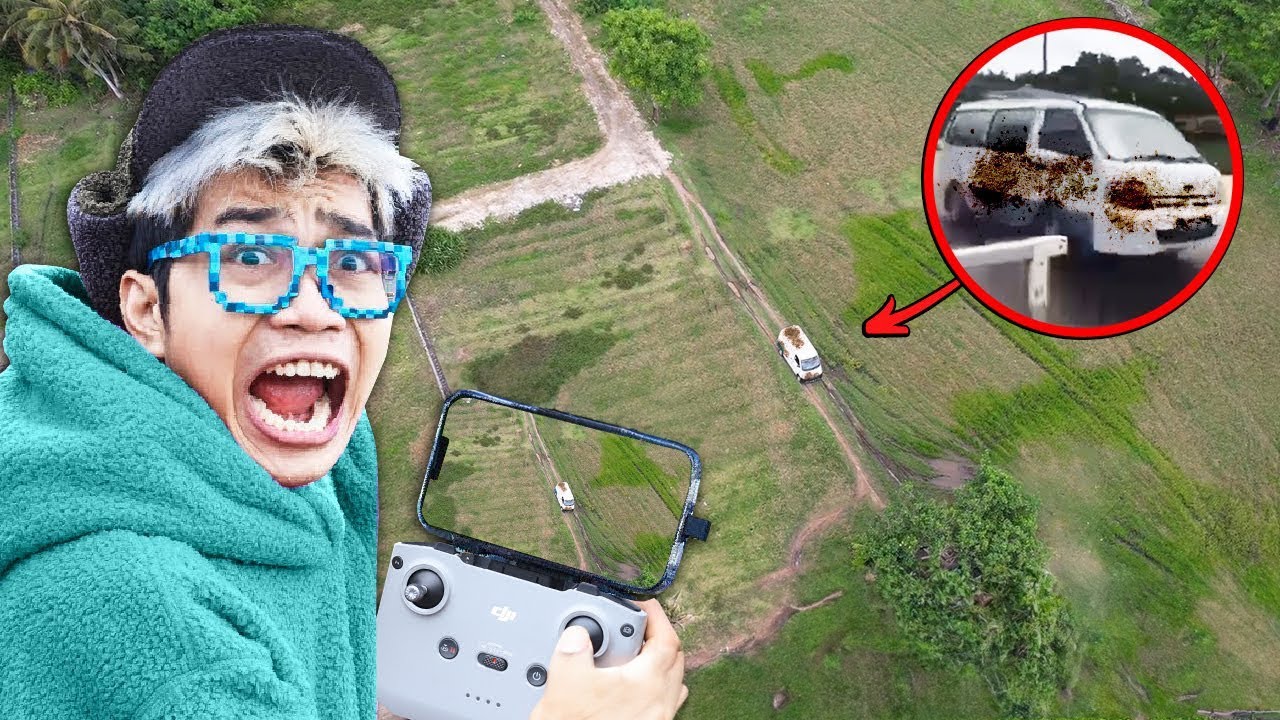 DRONE BERHASIL MENANGKAP MOBIL VAN HANTU BALIK KAMPUNG UPIN IPIN NYATA!!! GA ADA SUPIRNYA ...