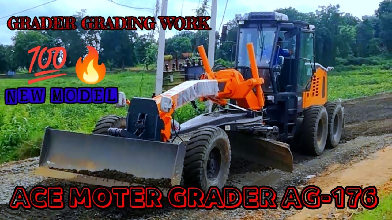 Motor Grader Grading Black Gravel Building New Road - YouTube