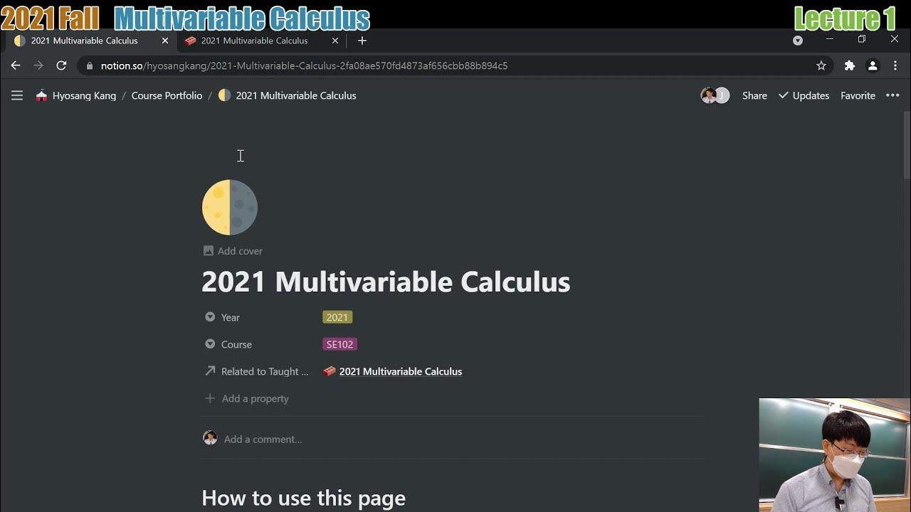 Lecture 01 / BS101 Multivariable Calculus / 2021 Fall DGIST - YouTube