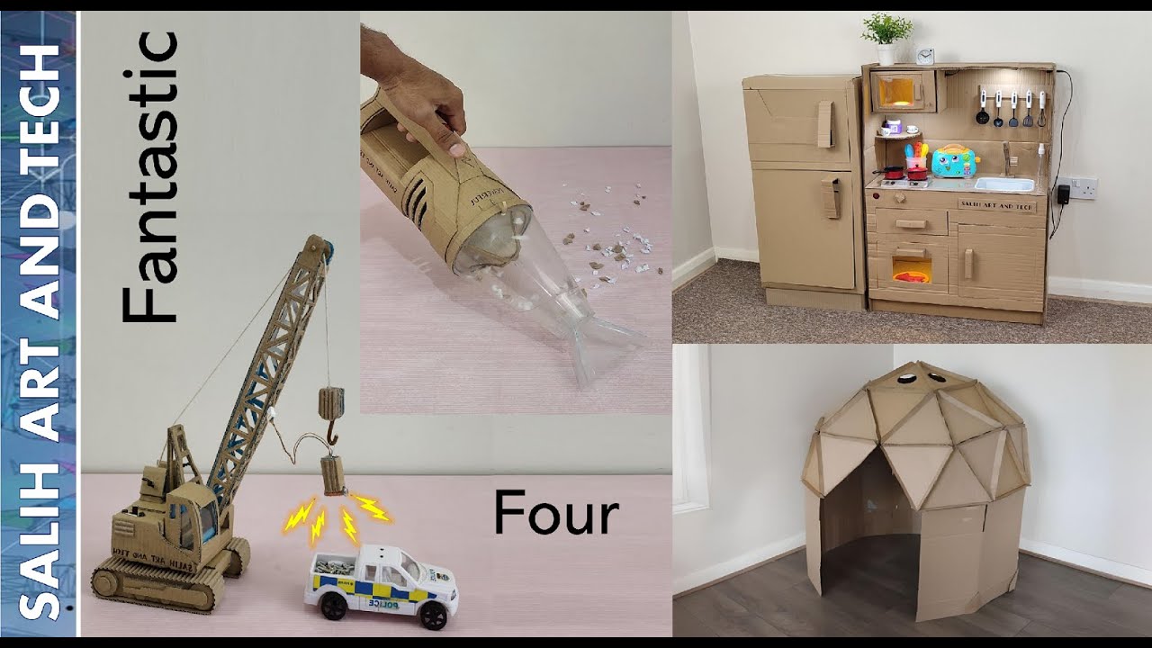 Top 4 Cardboard Artworks🔥| Cardboard Craft Ideas | Arts & Crafts | DIY ...