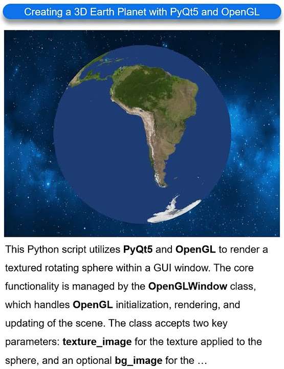 Creating a 3D Earth Planet with PyQt5 and OpenGL - YouTube