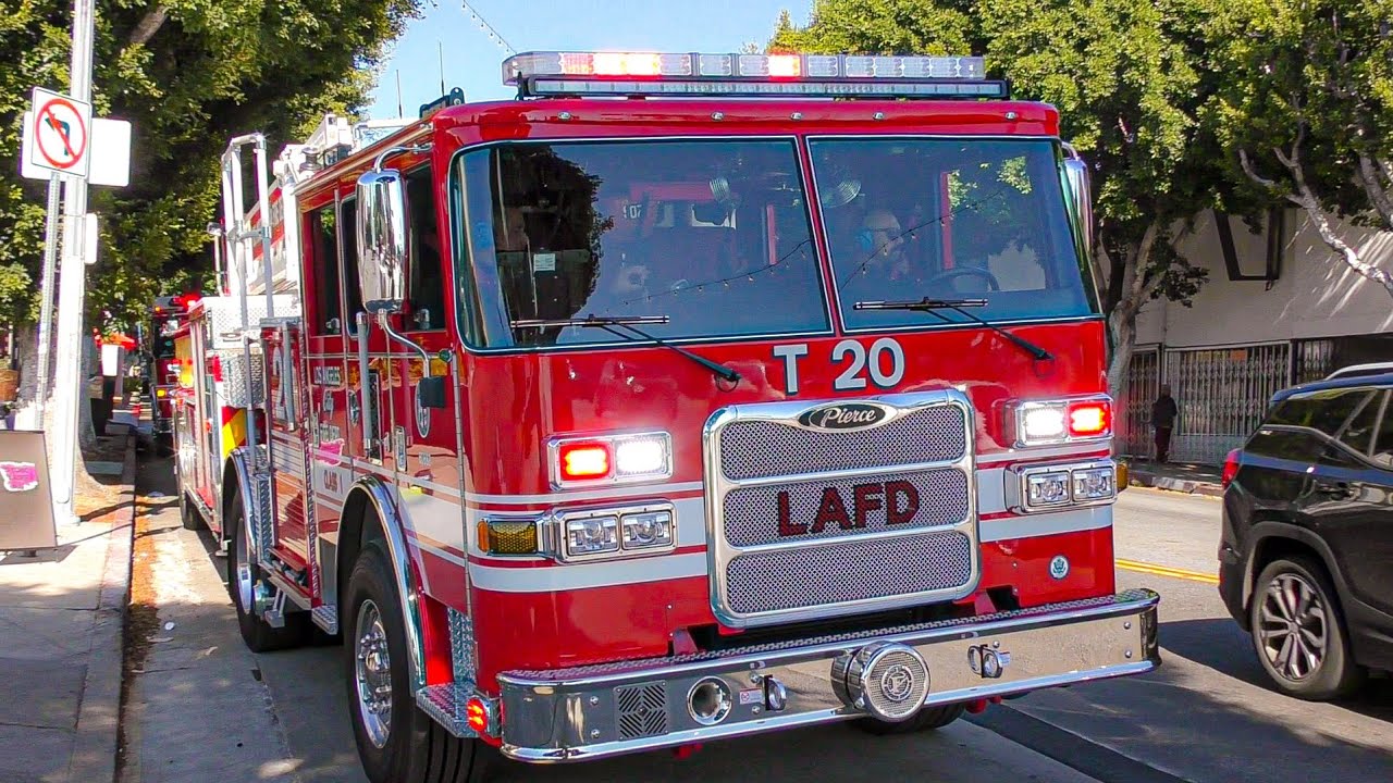 LAFD Light Force 20 Responding *NEW TRUCK 20* - YouTube