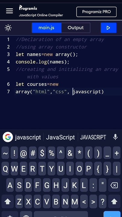 Creating An Array Using Array Instructorjavascript New Keywordjavascripttutorial For