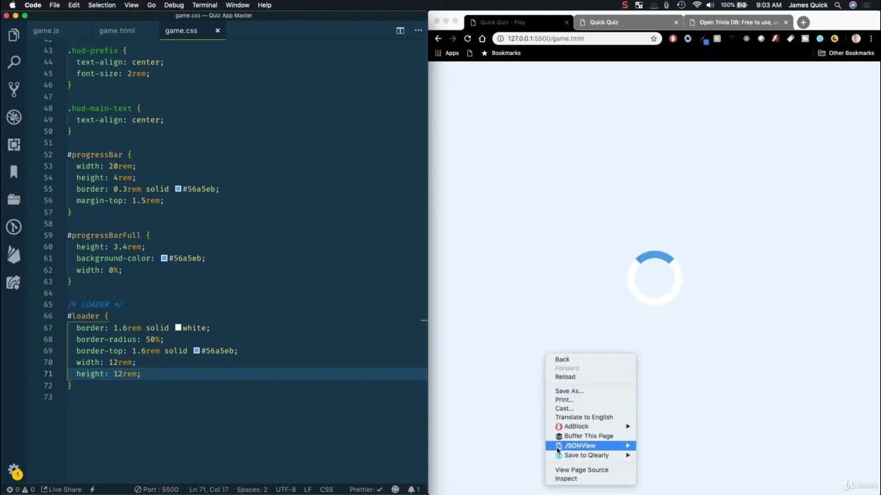 Build a Quiz App with HTML,CSS,JavaScript | Create a Spinning Loader Part 13 | How to Build app ...