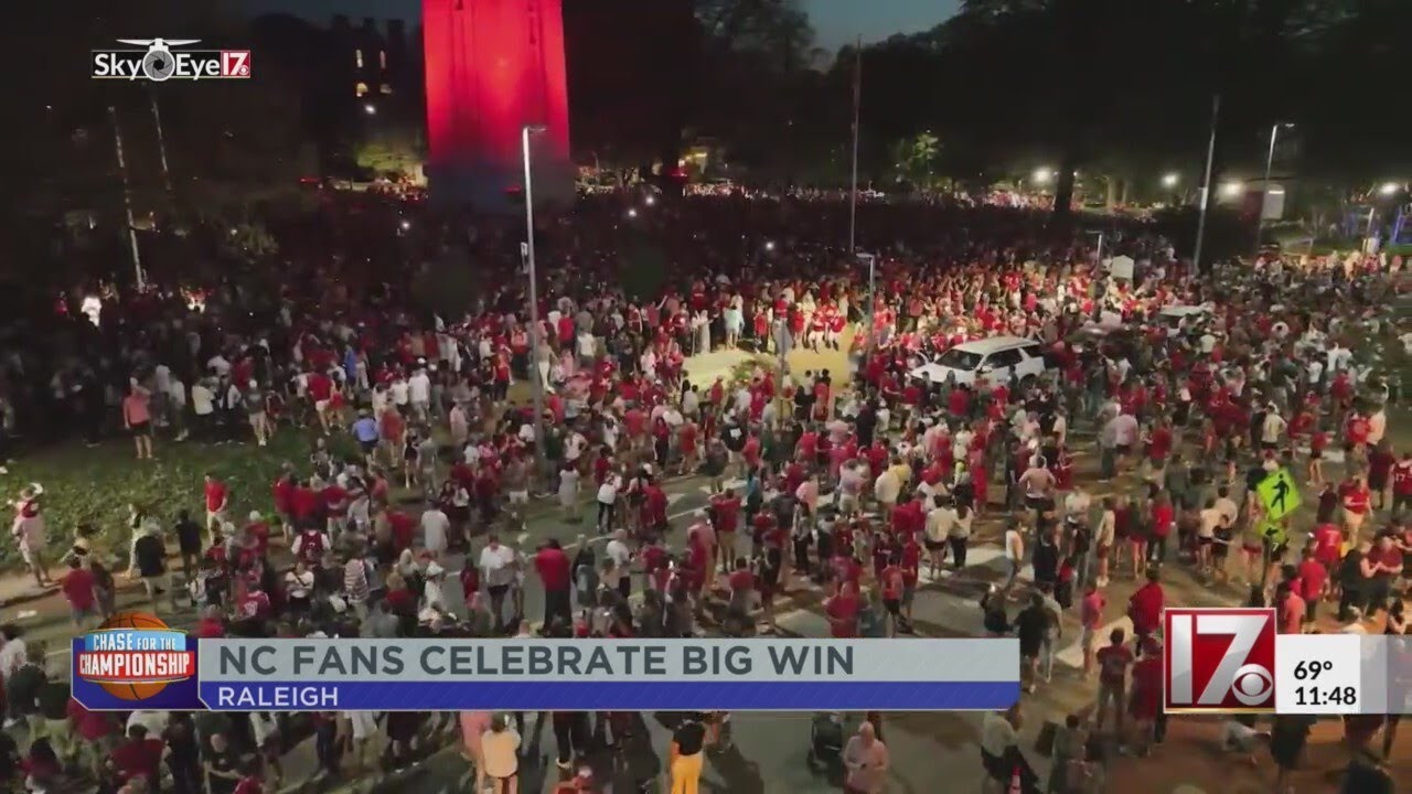 NC State fans celebrate upset wins as teams head to Final Four - YouTube