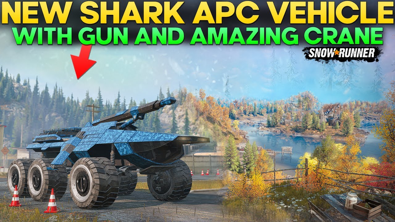 New Shark APC Vehicle in SnowRunner with Gun and Amazing Crane - YouTube