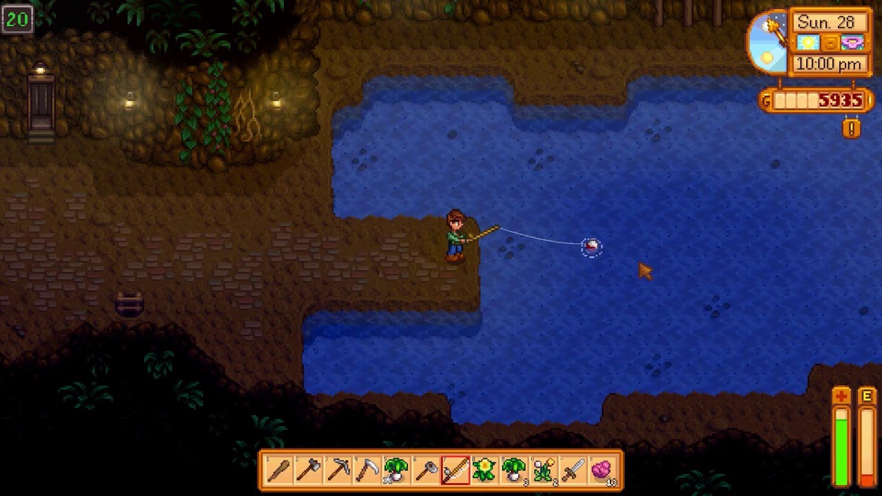 Stardew Valley Play 4 Fun - 028 Let's fish in an underground lake - YouTube