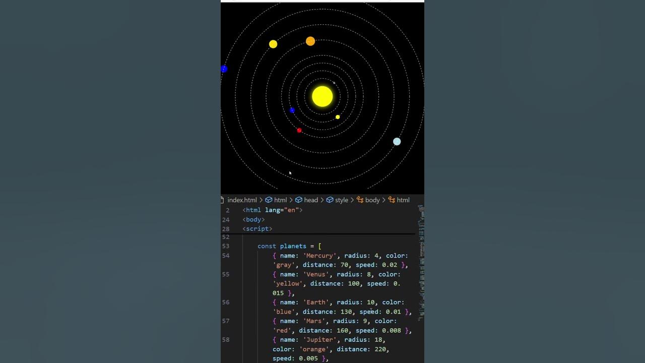 Solar System using HTML, CSS and JavaScript #shorts - YouTube
