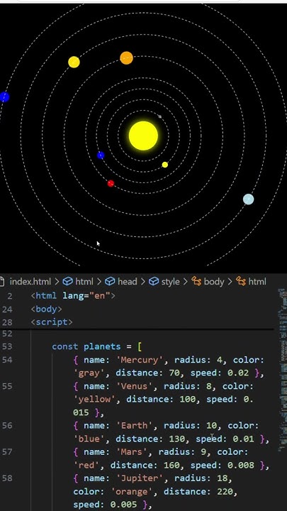 Solar System using HTML, CSS and JavaScript #shorts - YouTube