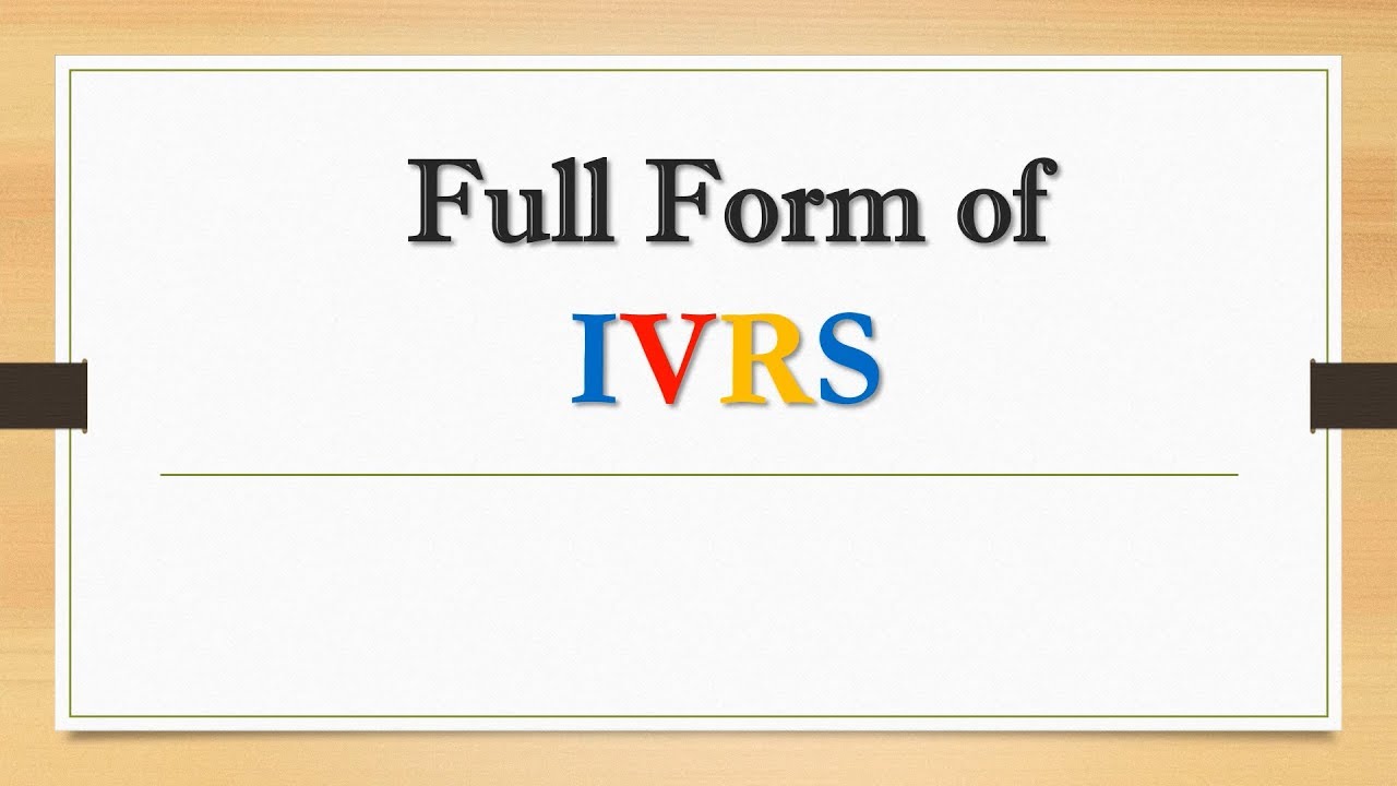 Full Form of IVRS || Did You Know? - YouTube