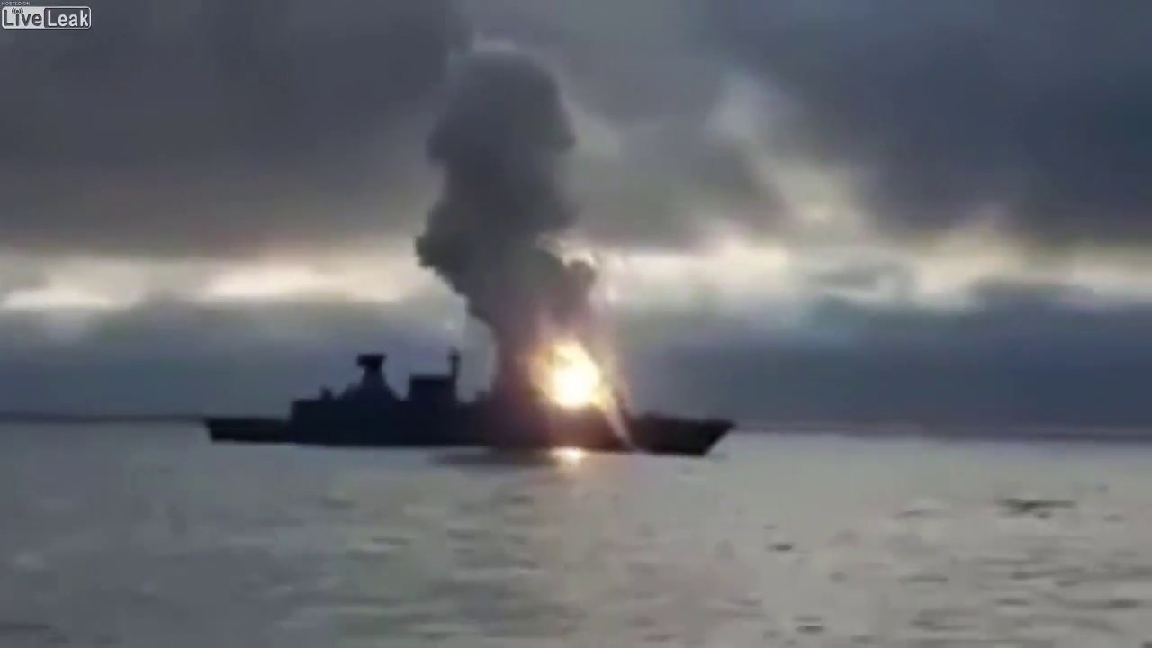 Missile exploding onboard the German Navy 'Frigate Saxony' - YouTube