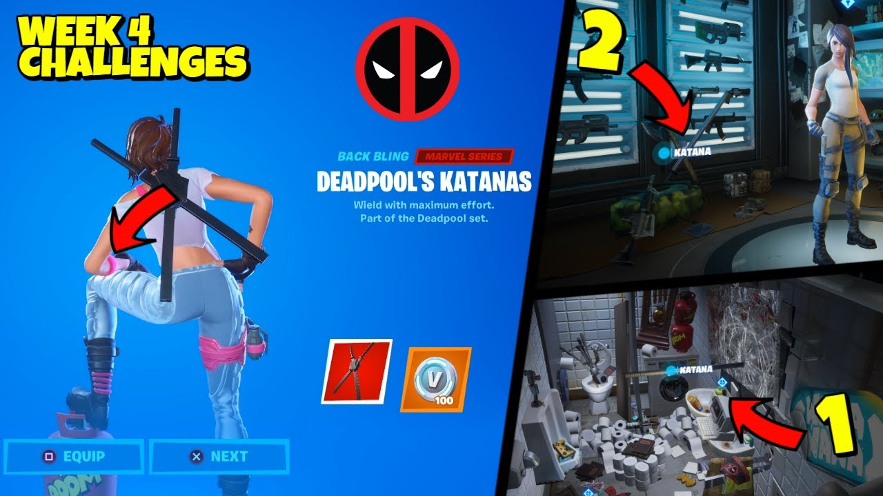 FIND DEADPOOL'S 2 KATANAS in Fortnite - Deadpool Katana Backbling - YouTube