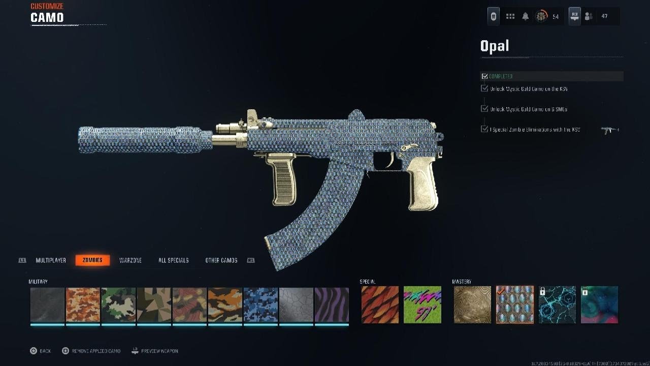 Black Ops 6 zombies SMG KSV OPAL CAMO - YouTube