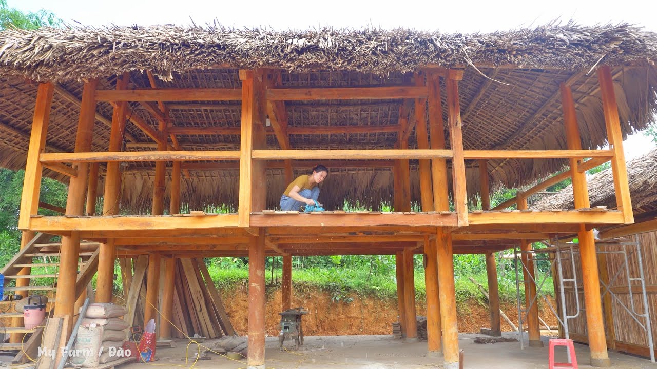 FULL VIDEO: BUILD LOG CABIN - Construction Wood Floor & Wooden Wall For ...