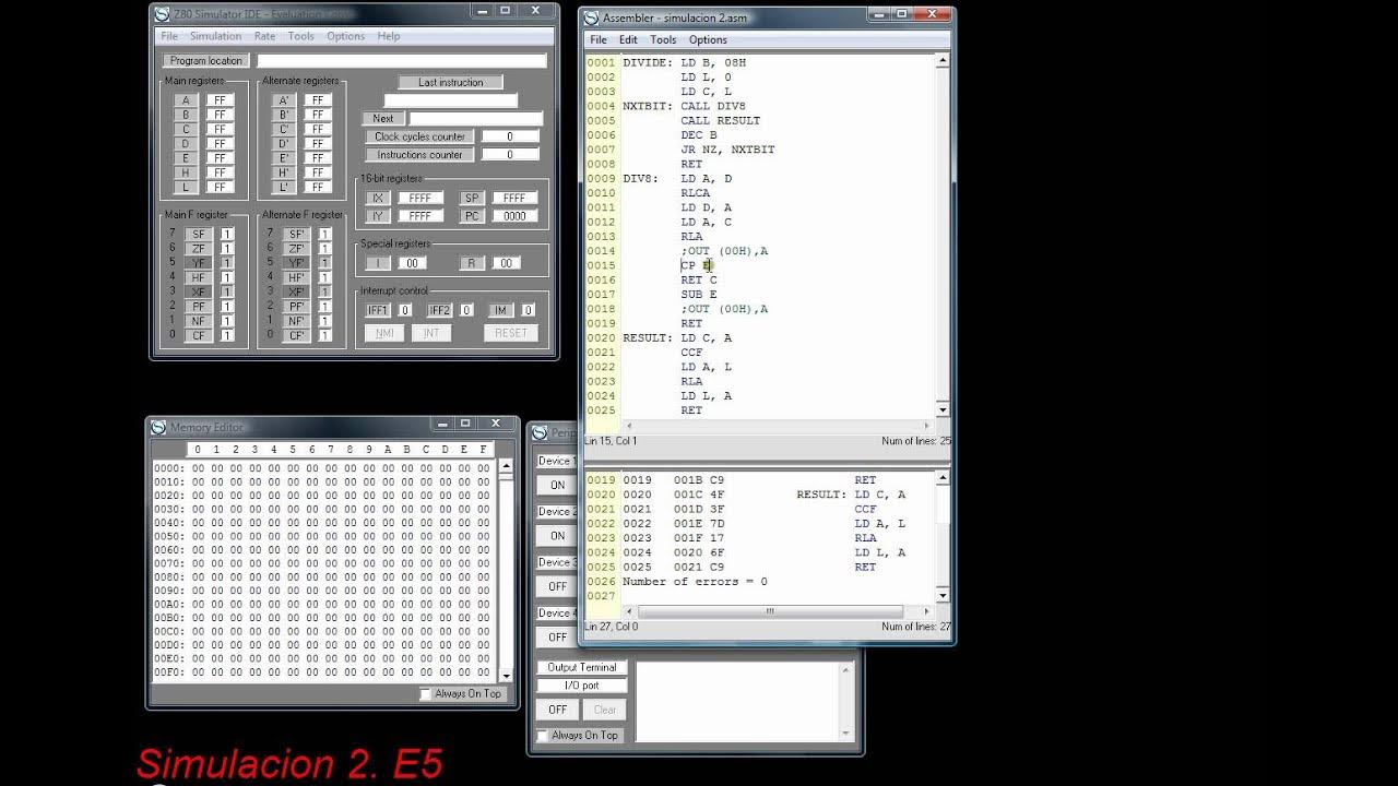 Código en lenguaje ensamblador: Simulación con el z80 Simulator IDE - YouTube