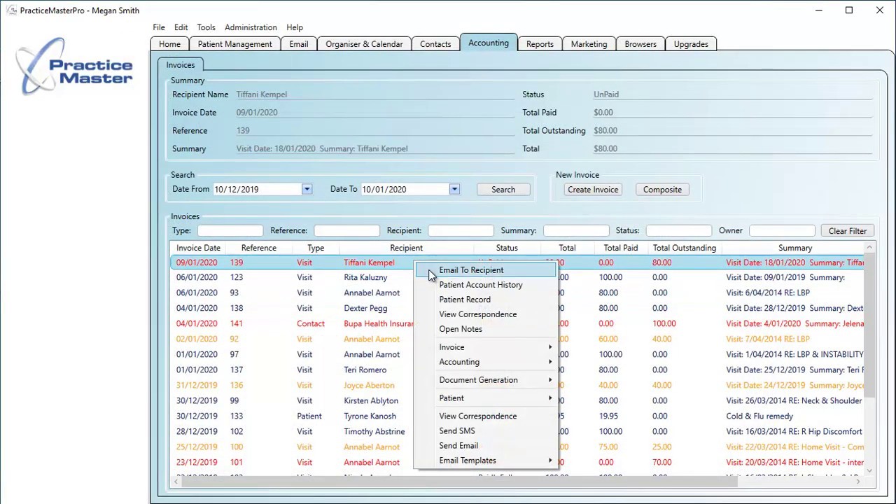Practice Master Pro - Accounts & Invoicing - YouTube