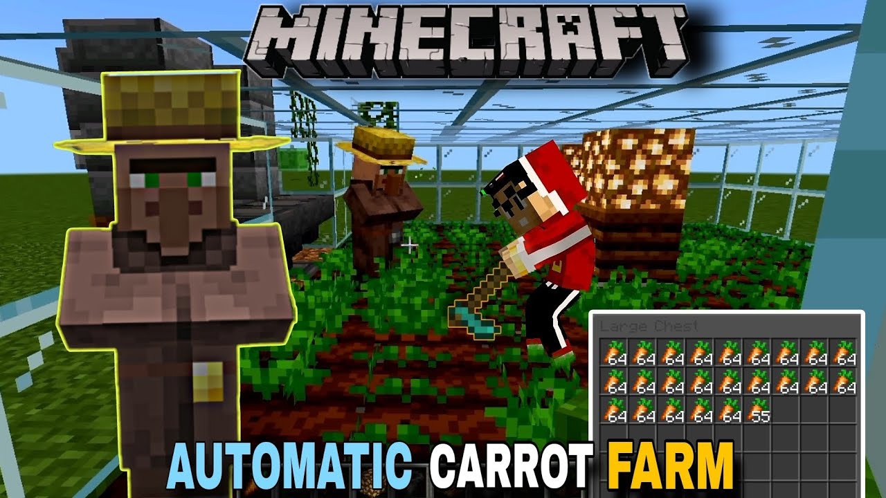 Minecraft easy villager auto crop carrot farm tutorial |1.20 bedrock ...