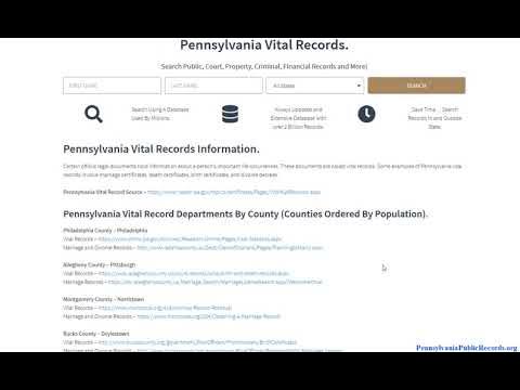 Pennsylvania Vital Records (Search Birth, Death, Marriage, Divorce, and Genealogy Online). - YouTube