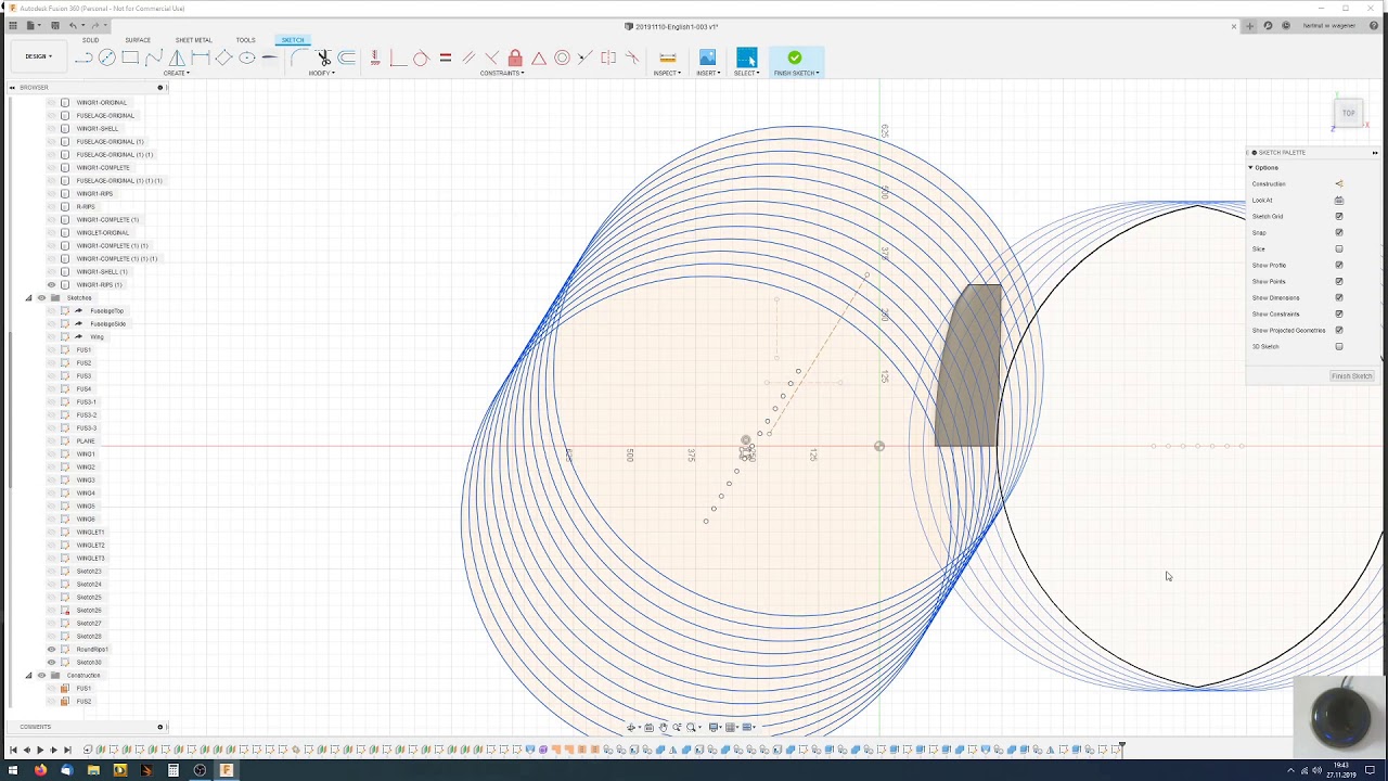 Autodesk Fusion 360 - Creation of curved ribs for rc-plane-wing - YouTube