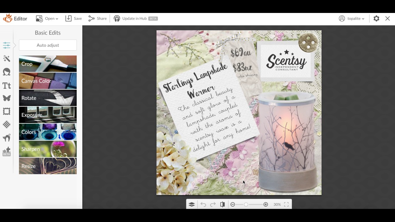 How to add a watermark to your flyers for Scentsy in PicMonkey - YouTube