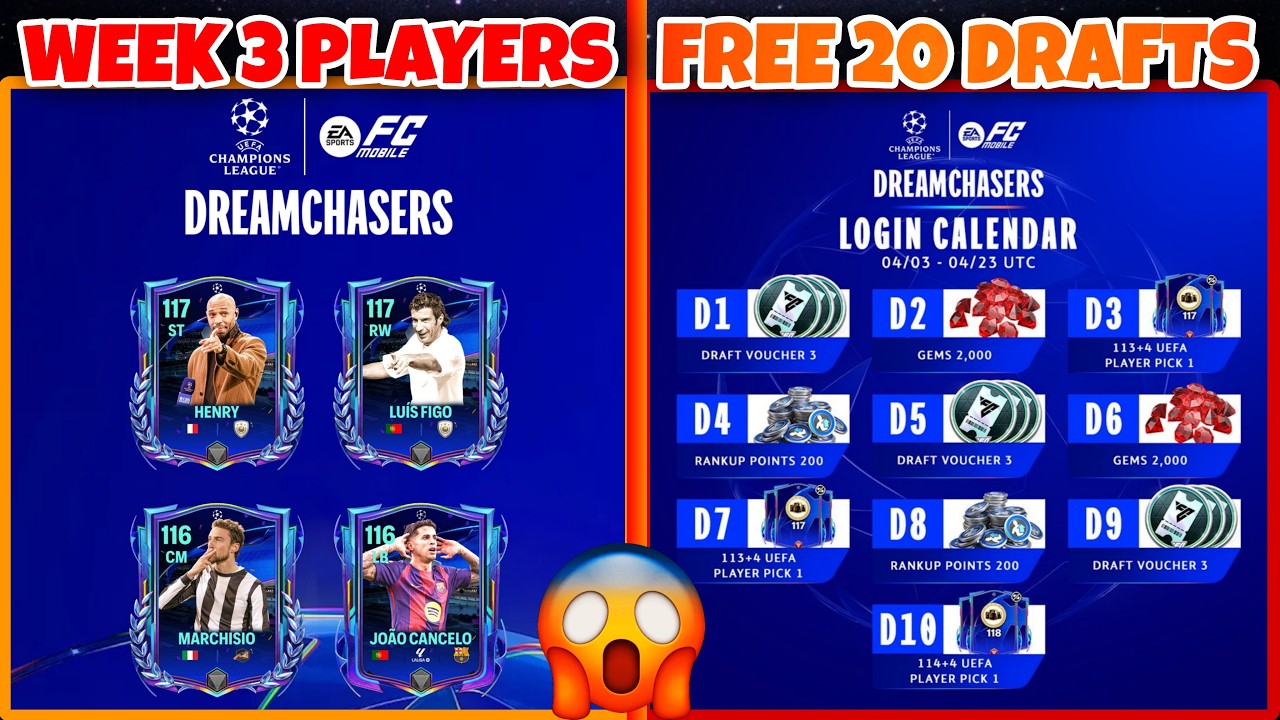 FREE 20 DRAFT VOUCHERS || WEEK 3 DREAMCHASERS PLAYERS CONFIRMED # ...