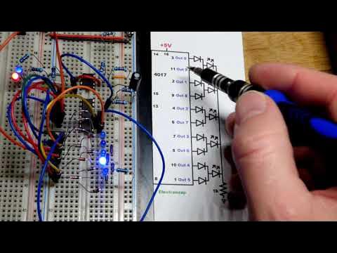 Five LED Knight Rider chaser using 4017 and astable 555 timer circuit ...