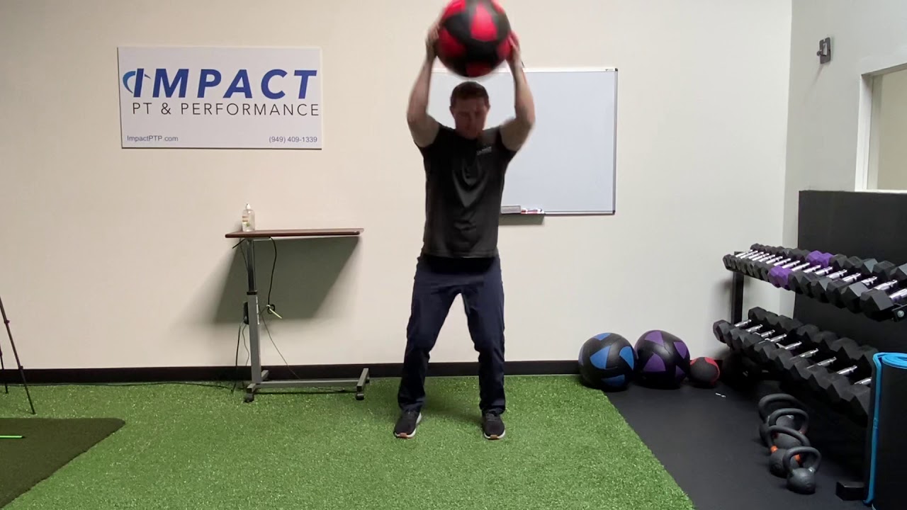 Overhead MedBall Slam to Single Leg Landing - YouTube