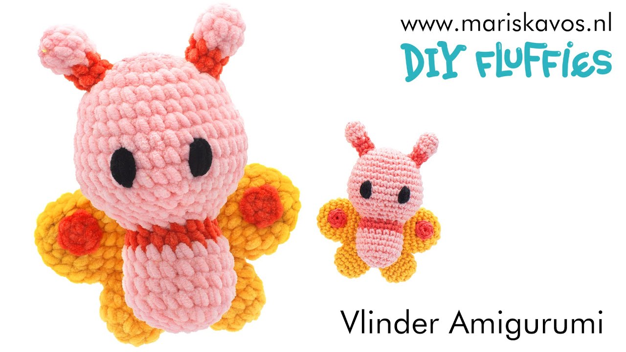 Vlinder knuffel haken voor beginners nederlands haakpatroon - YouTube