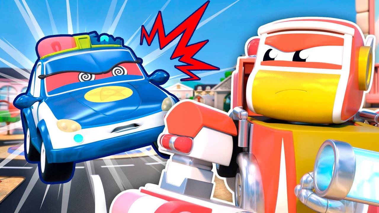 Oh no! POLICE CAR has gone crazy and is attacking everyone! - Robot ...