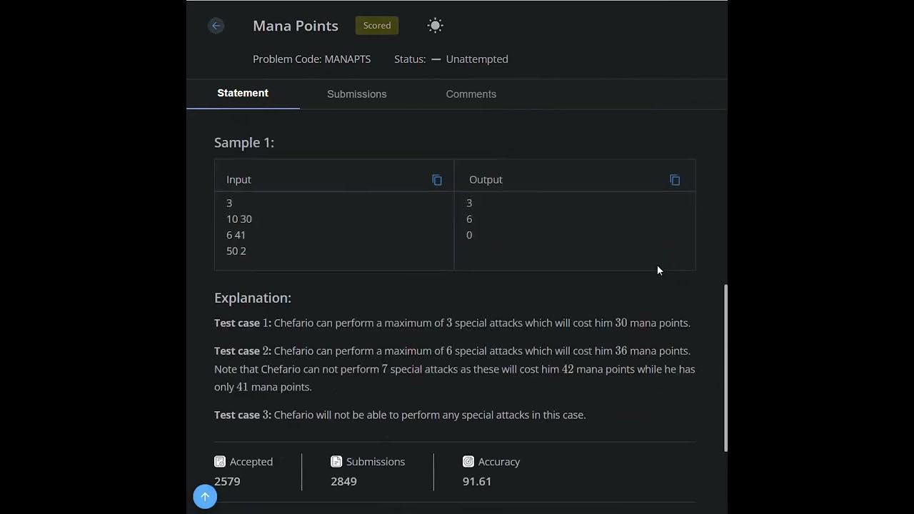 Mana Points | Codechef Starter 74 Solution | Starter 74 codechef ...