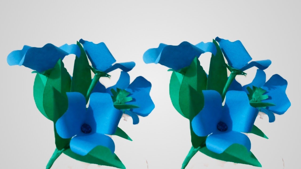 Blue Colour Paper Flower Craft Ideas// Paper Flower Design//Art and ...