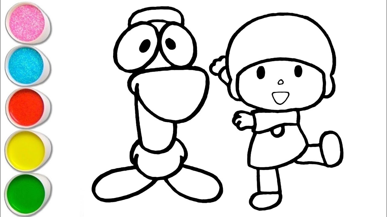 Cute Pato with Pocoyo Drawing, Painting and Coloring For Kids and ...