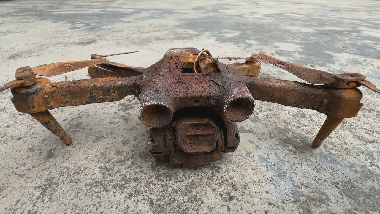 Restoring drone crash in a dry fish pond | Repair flycam falls after ...