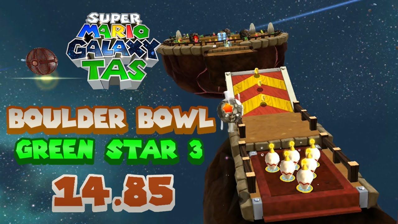 [TAS] Super Mario Galaxy 2: Boulder Bowl Green Star 3 in 14.85s - YouTube