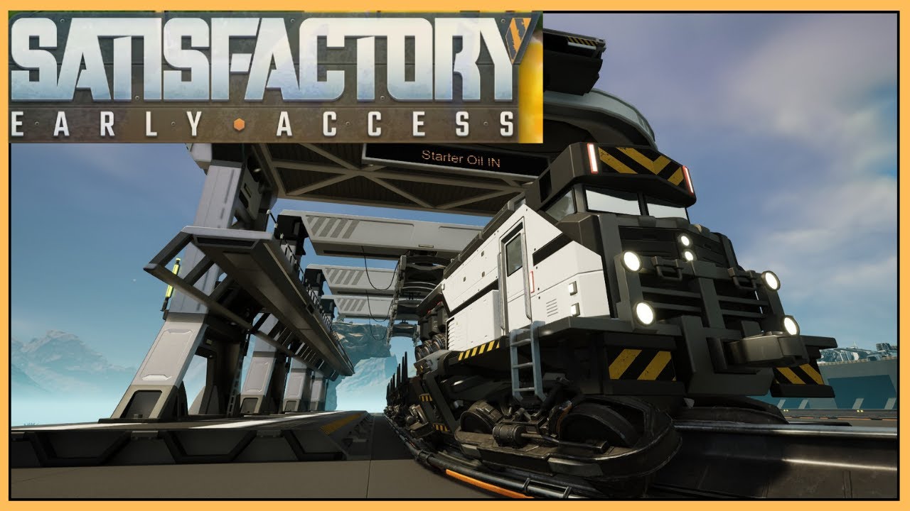 Satisfactory Lets Play Update8 #13 Our First Train Line!!! - YouTube