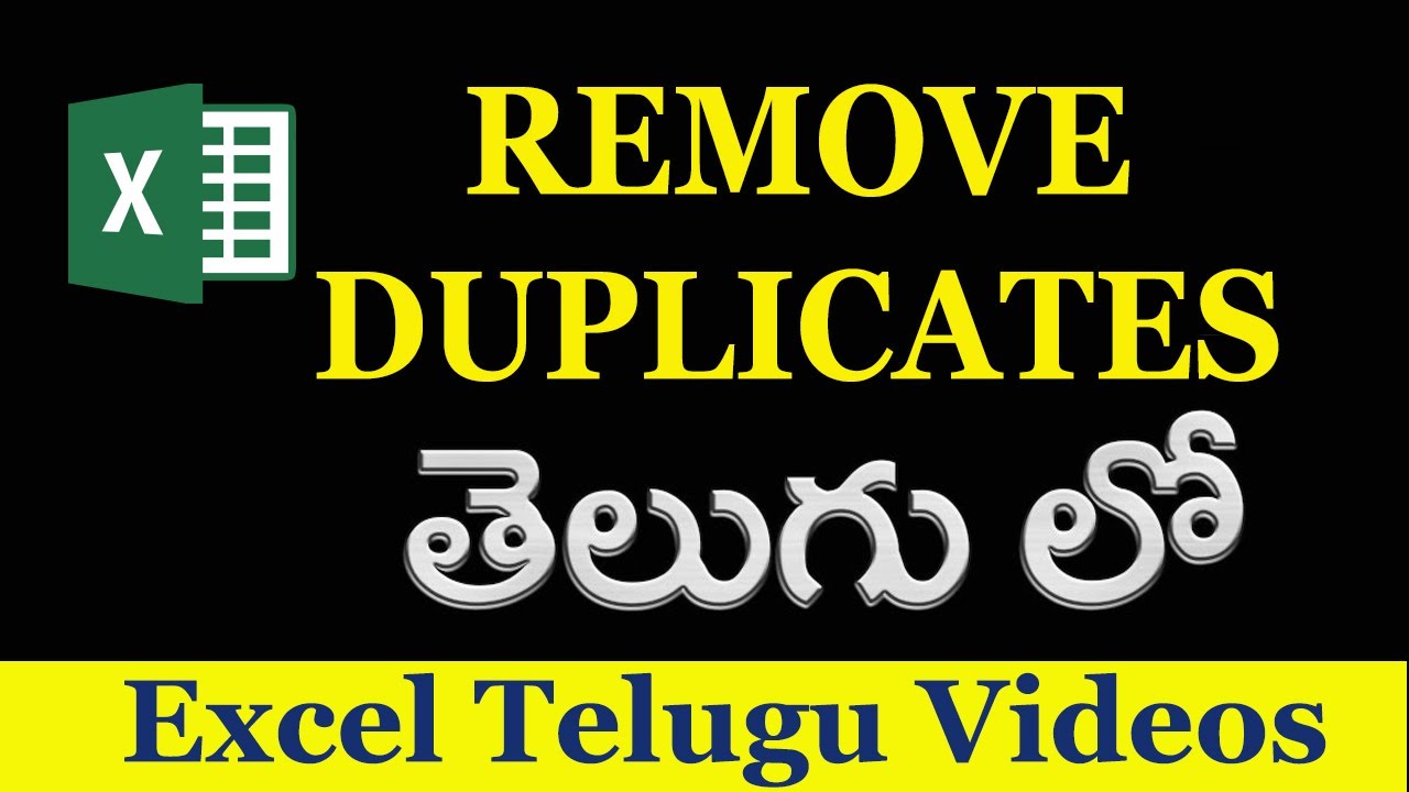 How To Remove Duplicates In Excel Telugu Youtube