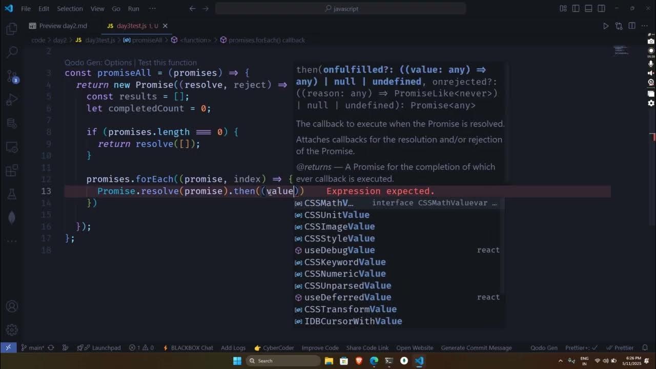 Implement a polyfill for Promise.all using JavaScript | #day2 - YouTube