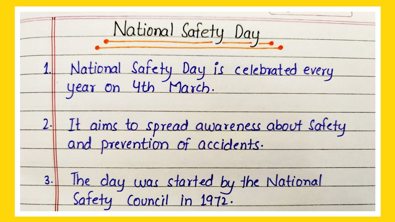 National Safety Day 10 Line Essay/Importance of National Safety Day # ...
