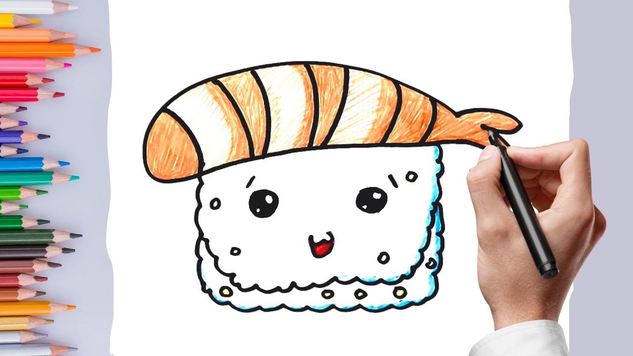 How to draw a Sushi, step by step, drawing cute things - YouTube