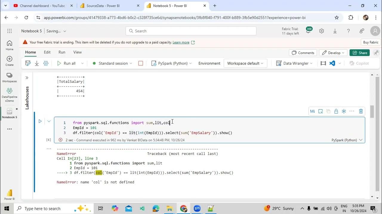 How to pass variable values to data frame and tables using Notebook in Microsoft Fabric in ...