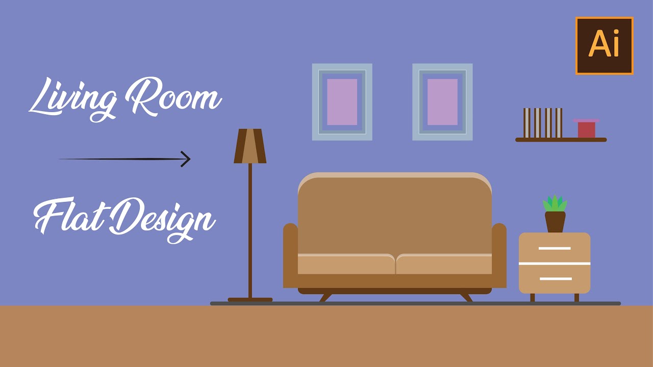 How to Draw Living Room in Adobe illustrator | Flat Design - YouTube