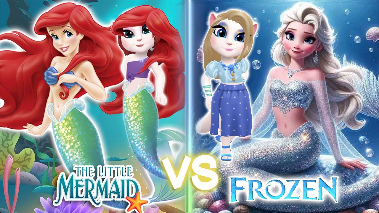 My talking Angela 2 | Ariel - Little Mermaid 🌊🐬 VS Frozen Elsa- Mermaid ...